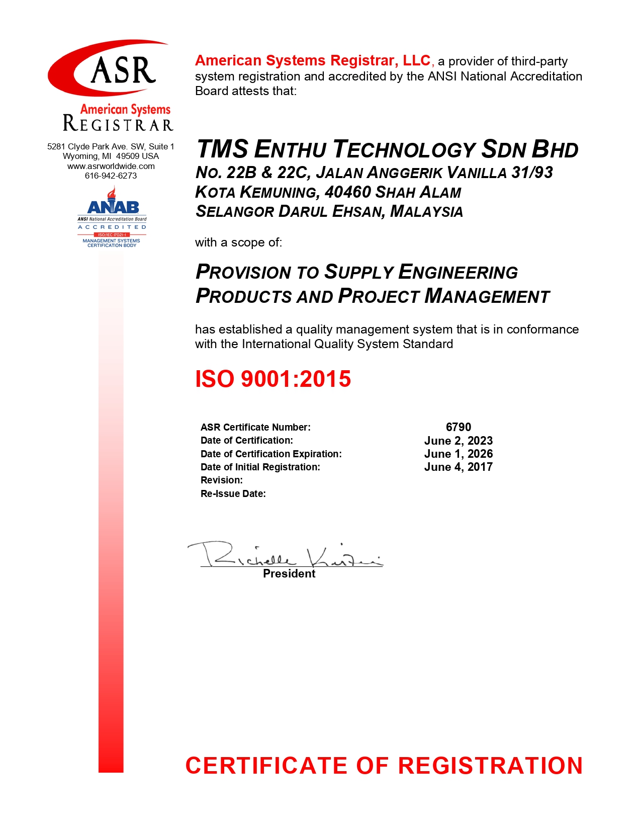 Certification – TMS Enthu Technology