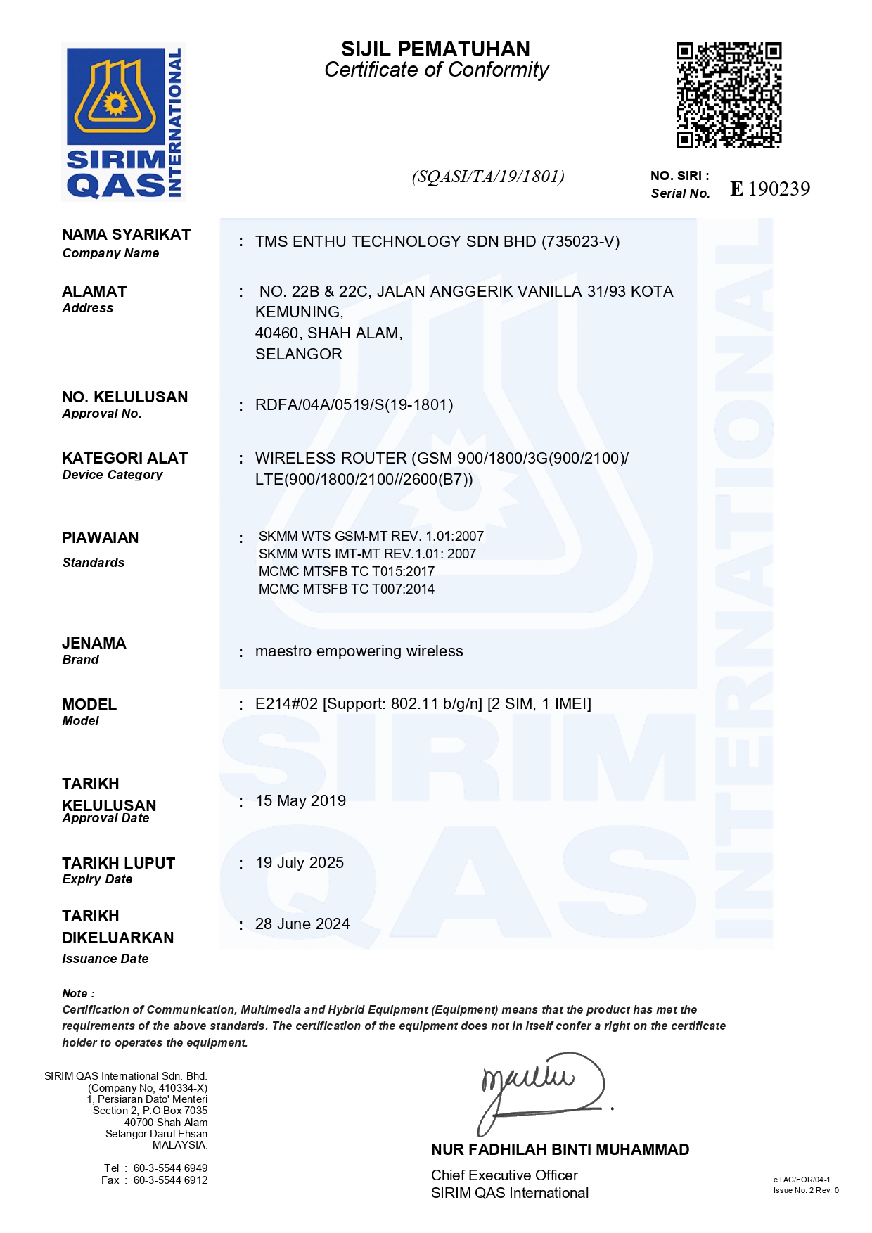 Certification – TMS Enthu Technology